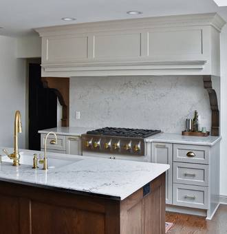 Custom Kitchen Cabinets Two Tone Hood and Island 3 | Property Revision