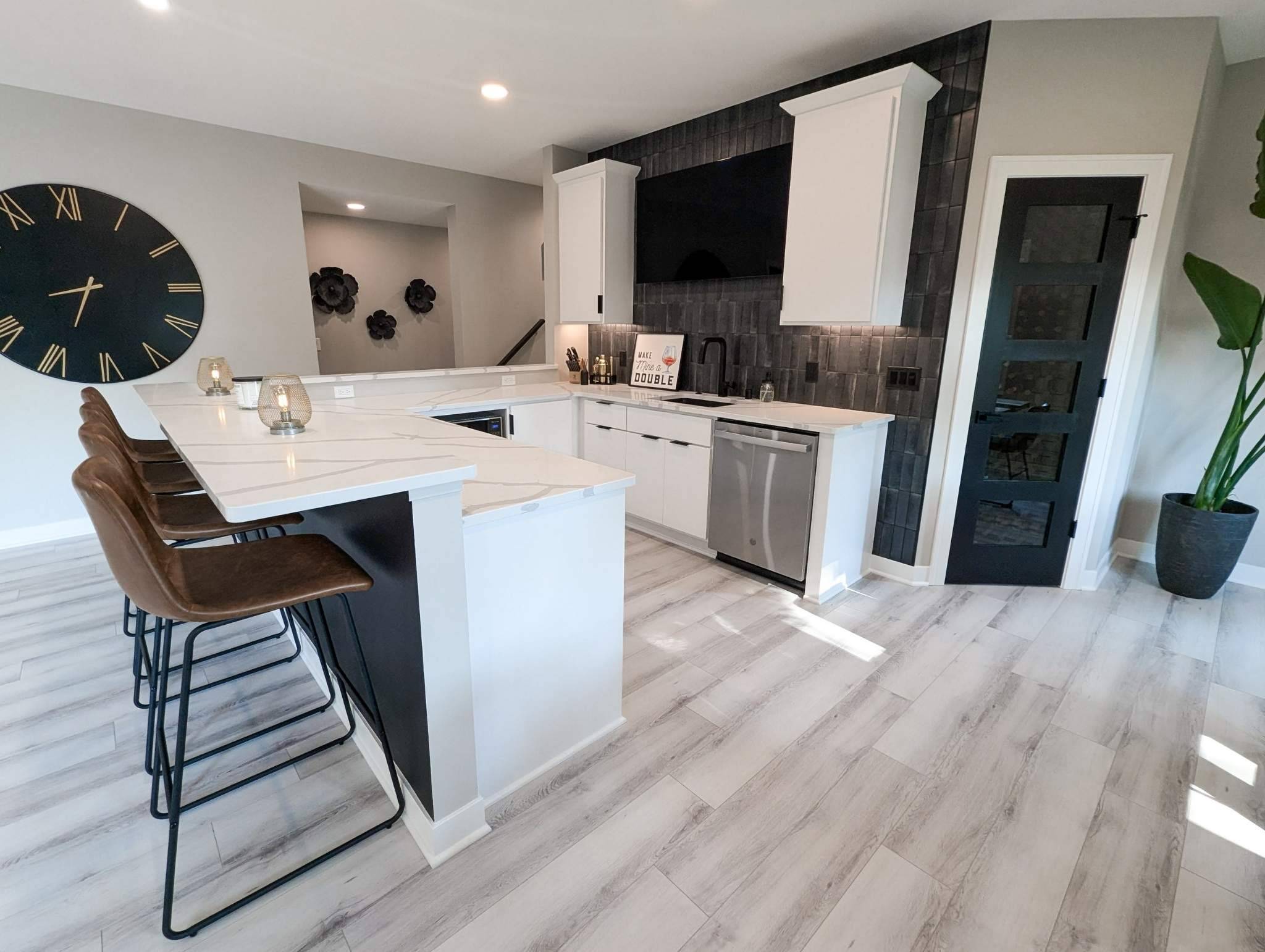 Black and White Basement Bar | Property Revision